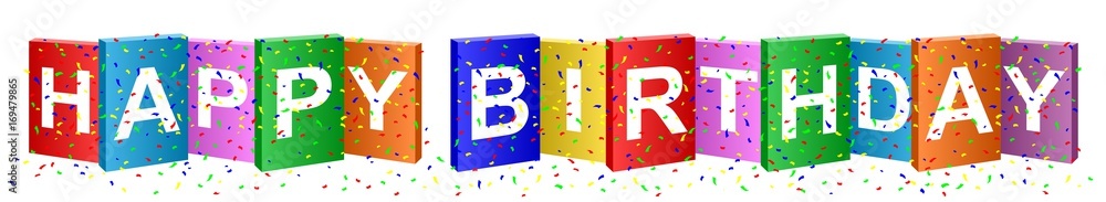 Happy Birthday with confetti Stock Illustration | Adobe Stock