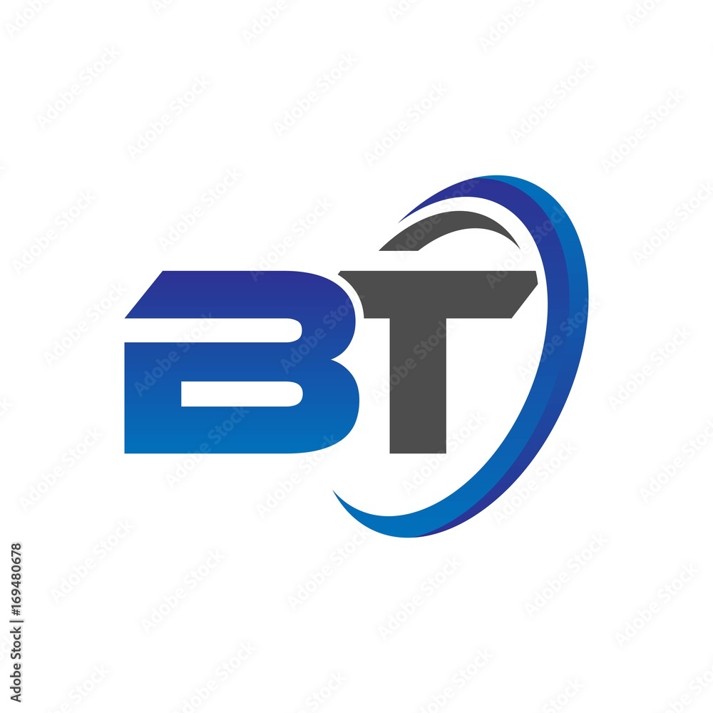 vector initial logo letters bt with circle swoosh blue gray Stock ...
