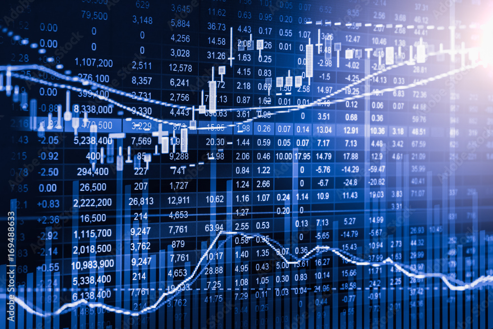 Index graph of stock market financial indicator analysis on LED ...