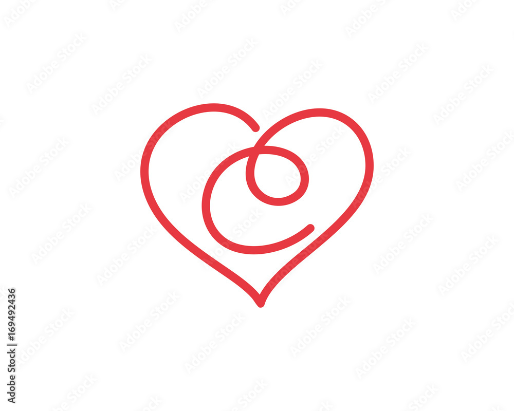 Letter C In Heart