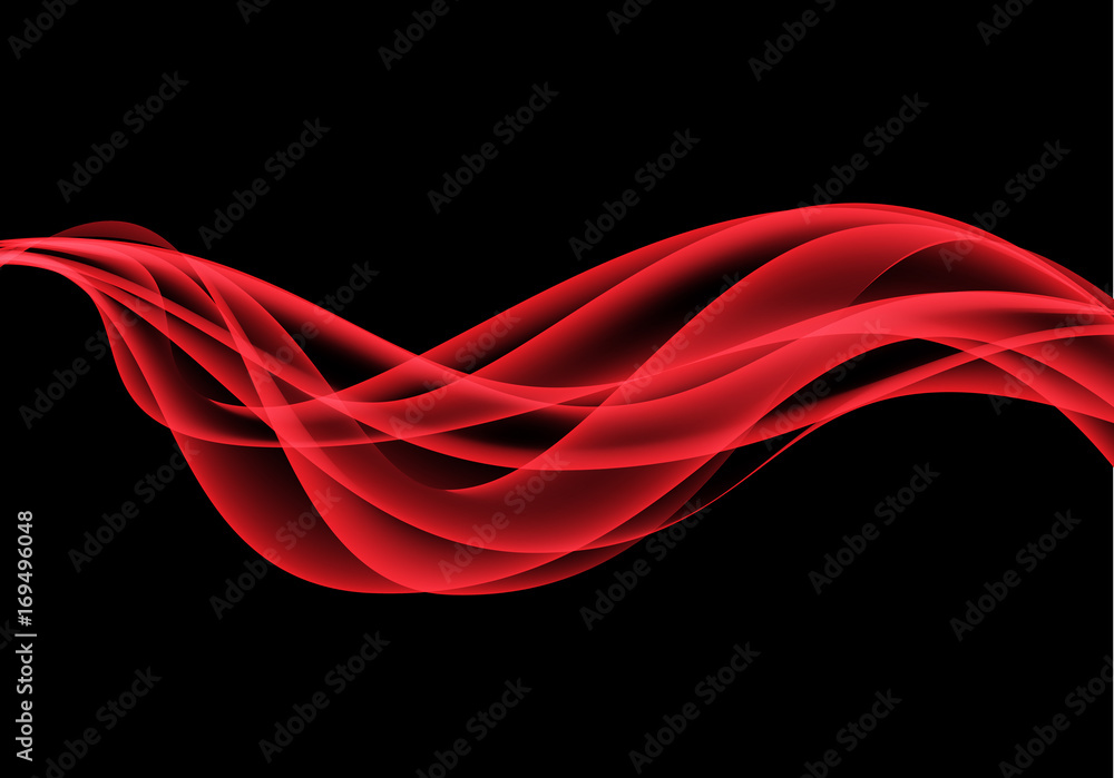 Abstract red wave on black design modern background vector illustration ...