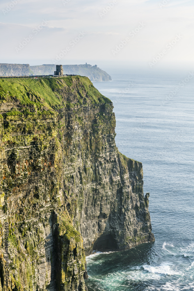 O Briens tower and Giant cave. Cliffs of Moher, Liscannor, Co. Clare ...