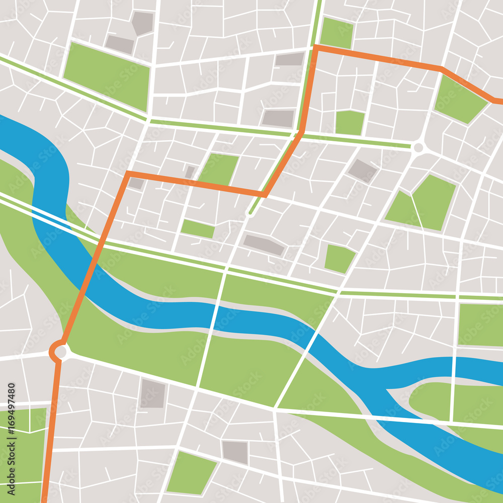 City map with a river. Stock Vector | Adobe Stock