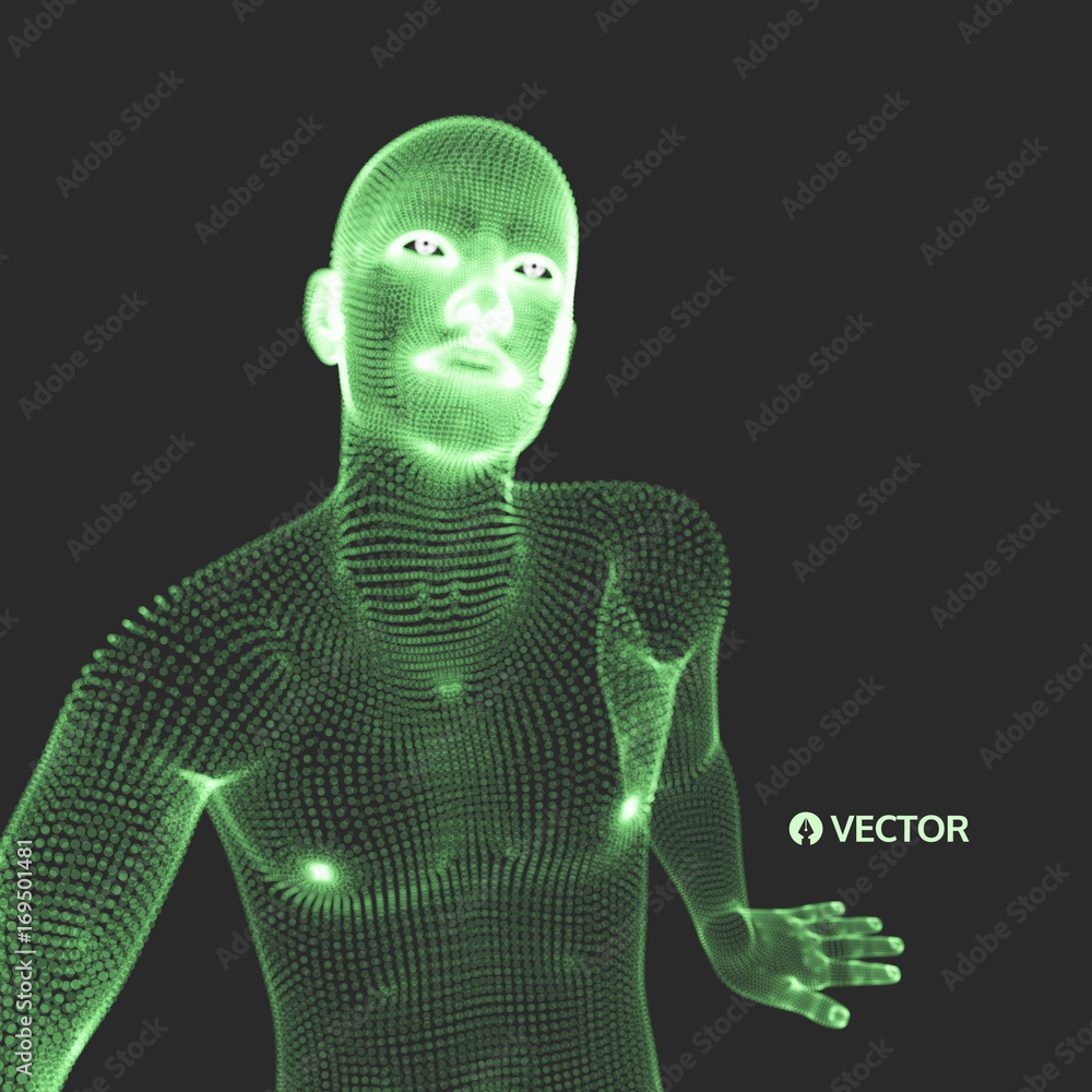 3d model of man. Human body. Design element. Vector illustration. Stock ...