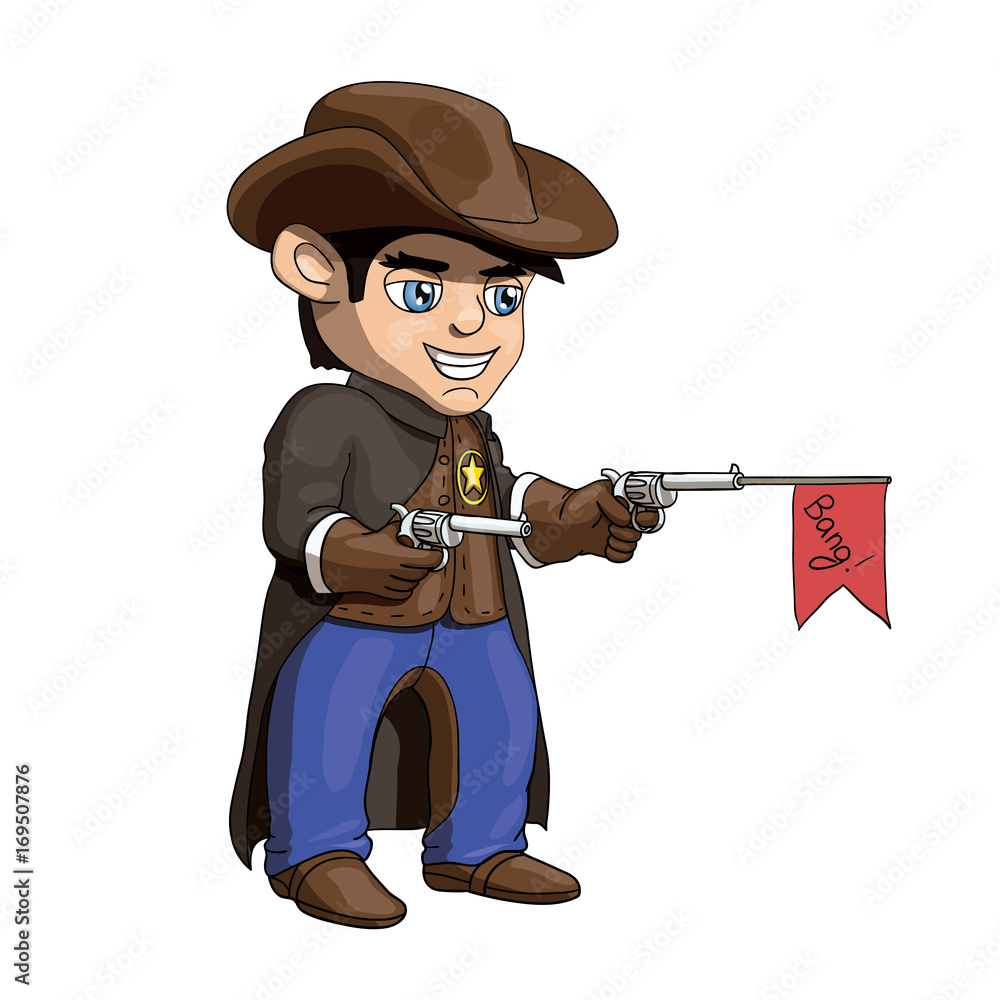 American cowboy sheriff cartoon illustration Stock Vector | Adobe Stock