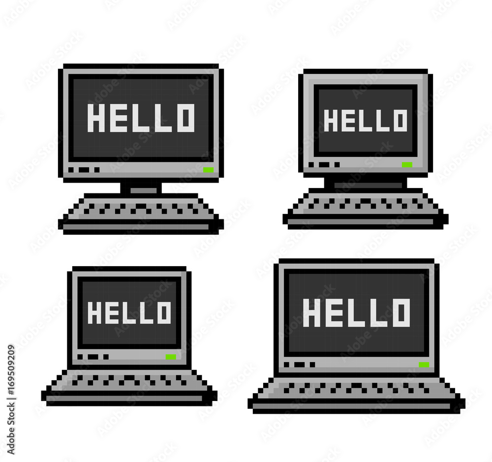 Pixelated PC and laptop set - isolated vector illustration Stock Vector ...