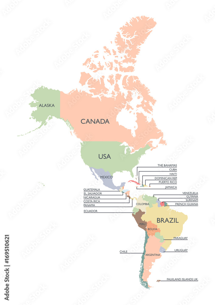 Map of America continent Stock Vector | Adobe Stock