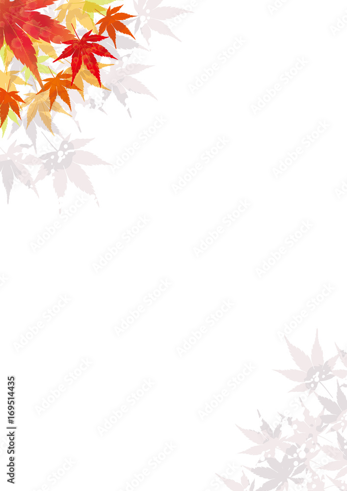 紅葉の背景～秋のイメージの背景 A4縦｜飾り枠｜モミジのイラスト 背景｜Background of the image of autumn ...