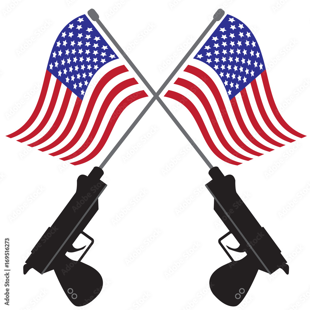 Usa Flag And Guns