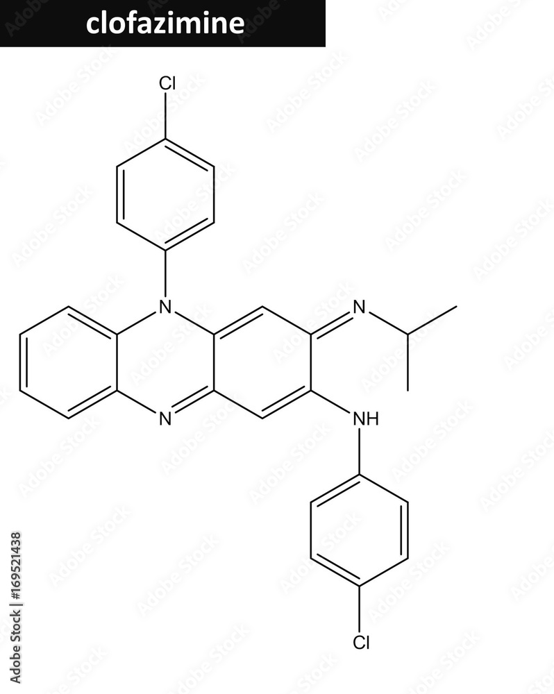 Clofazimine (Lamprene)- molecular structure Stock Illustration | Adobe ...