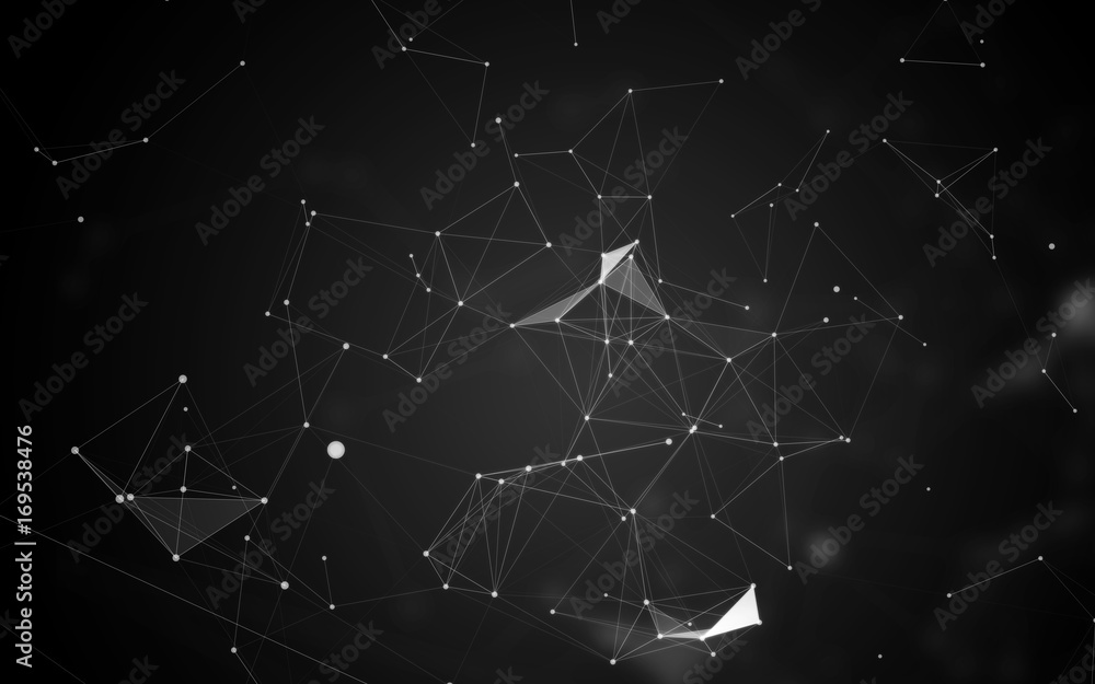 Black Abstract Polygonal Space Background with White Connecting Dots ...
