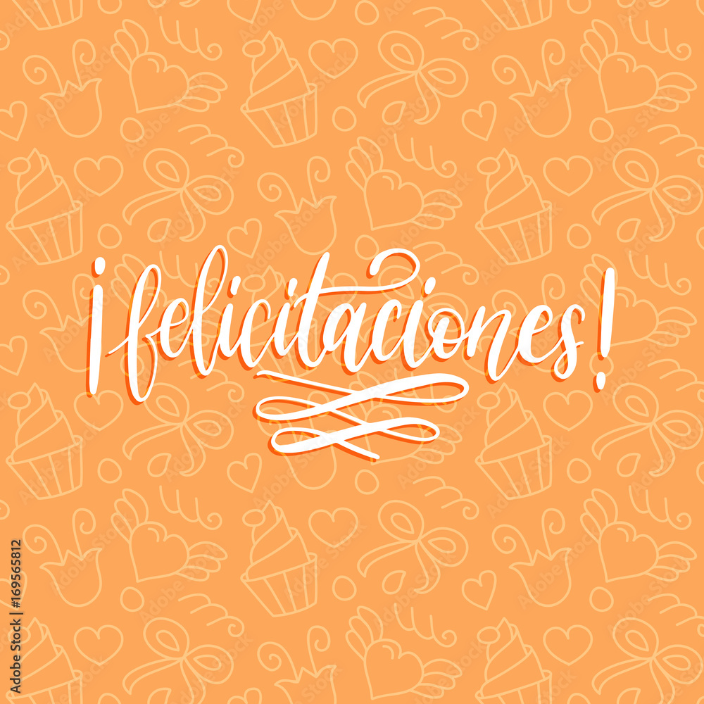Vector Felicitaciones calligraphy, spanish translation of ...