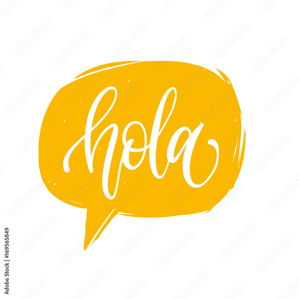 Vector Hola calligraphy, spanish translation of Hello phrase. Hand ...