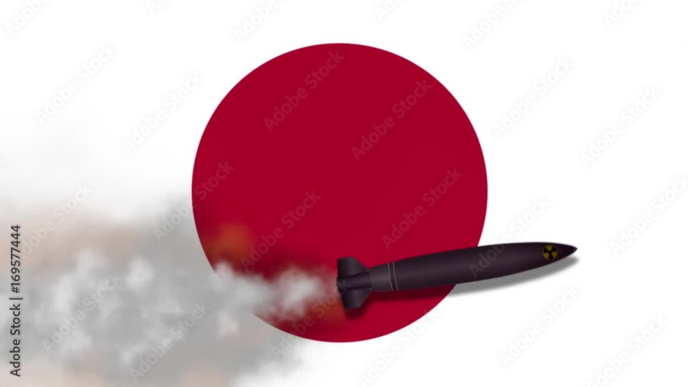 Nuclear Missile on the Background Flag of Japan. Weapons of Mass ...