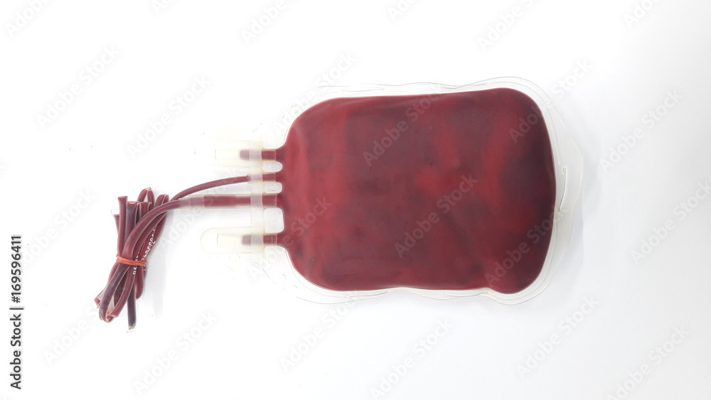 bag of blood and rubber tube isolated on white background Stock Photo ...