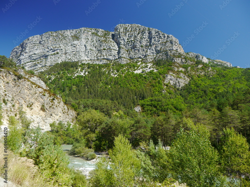 Gorges Du Verdon In France view from the river in the bottom of the ...
