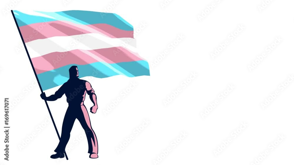 Transgender Pride Flag Bearer / Looping animation of man holding the ...