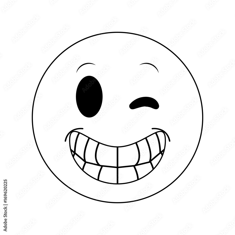 Wink Face Black And White
