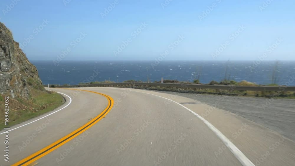 Driving shot on California Highway 1 (aka Cabrillo Highway or Pacific ...