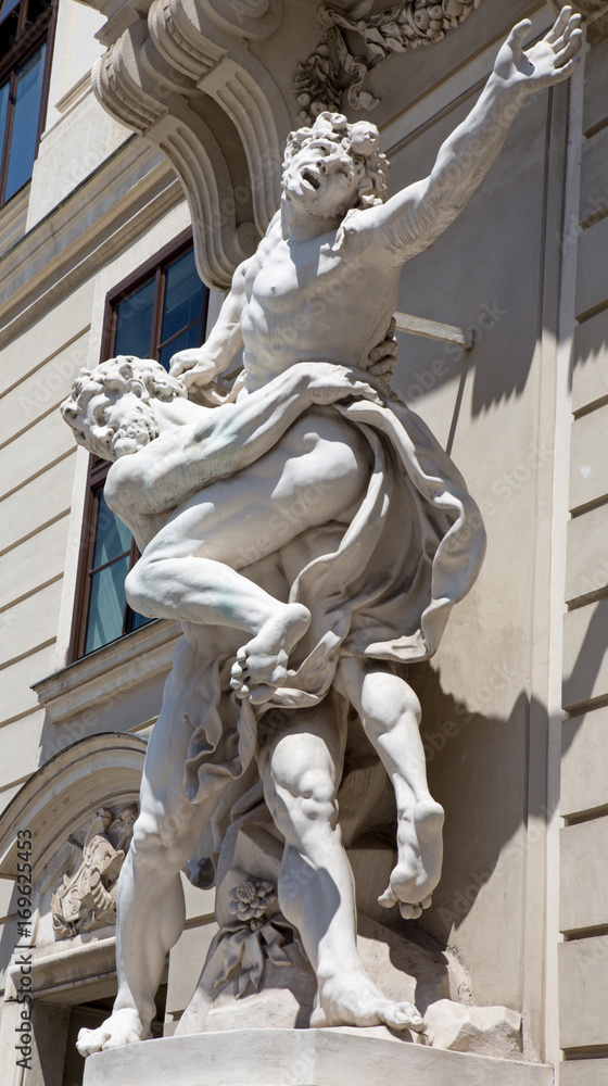 Vienna - Statue of Hercules fighting Antaeus from entry to Hofburg ...