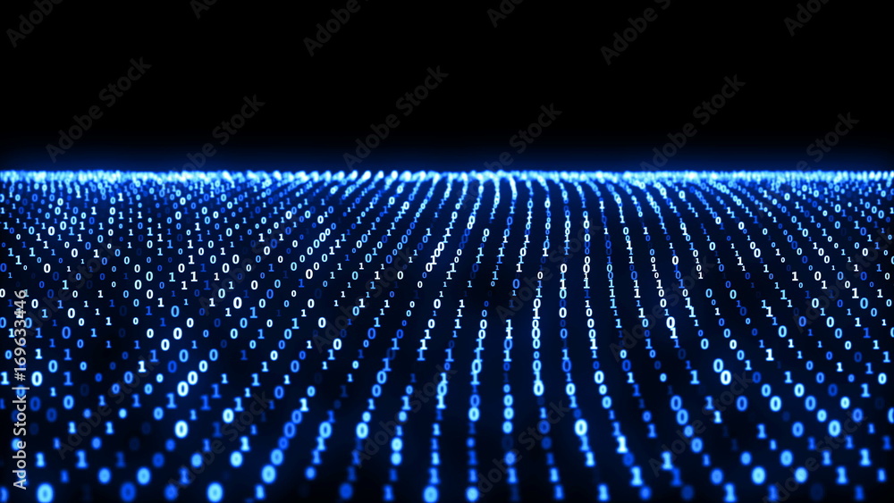 ภาพประกอบสต็อก Abstract animation of the binary code waves with binary ...