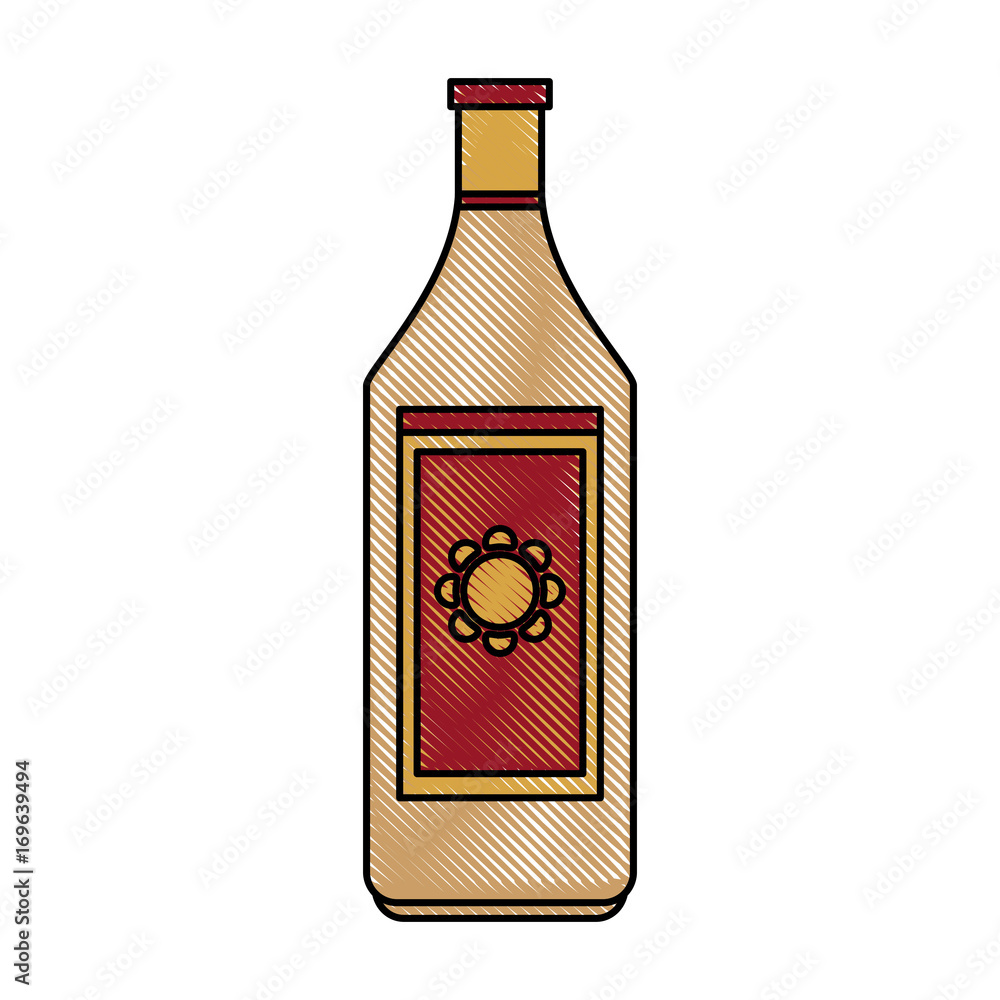 Colorful tequila bottle doodle over white background vector ...