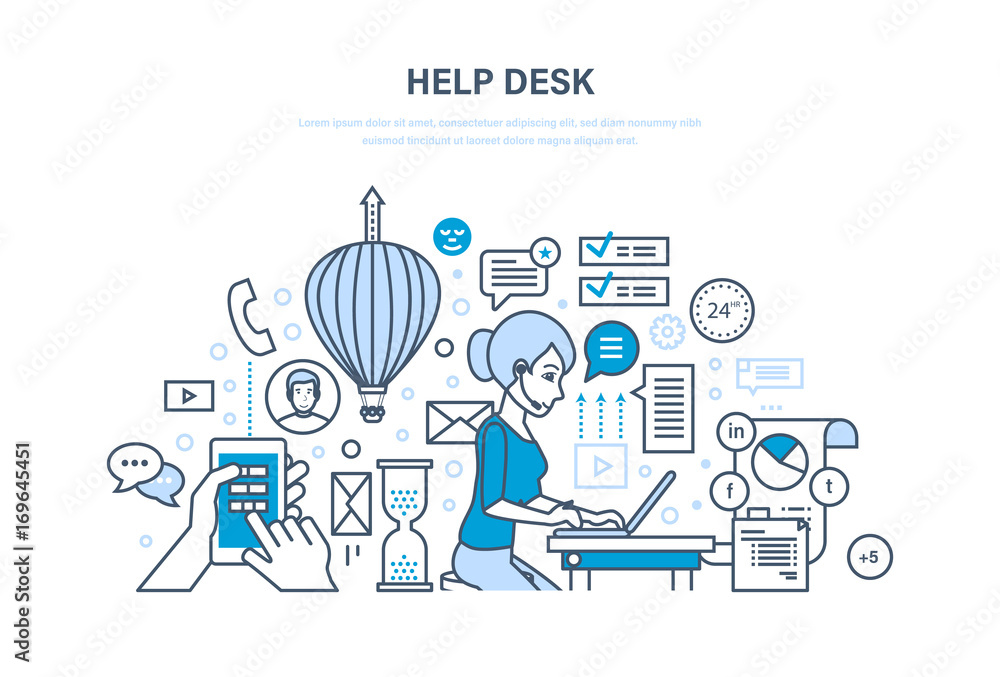 Help desk. Technical support, system consulting clients, means of ...