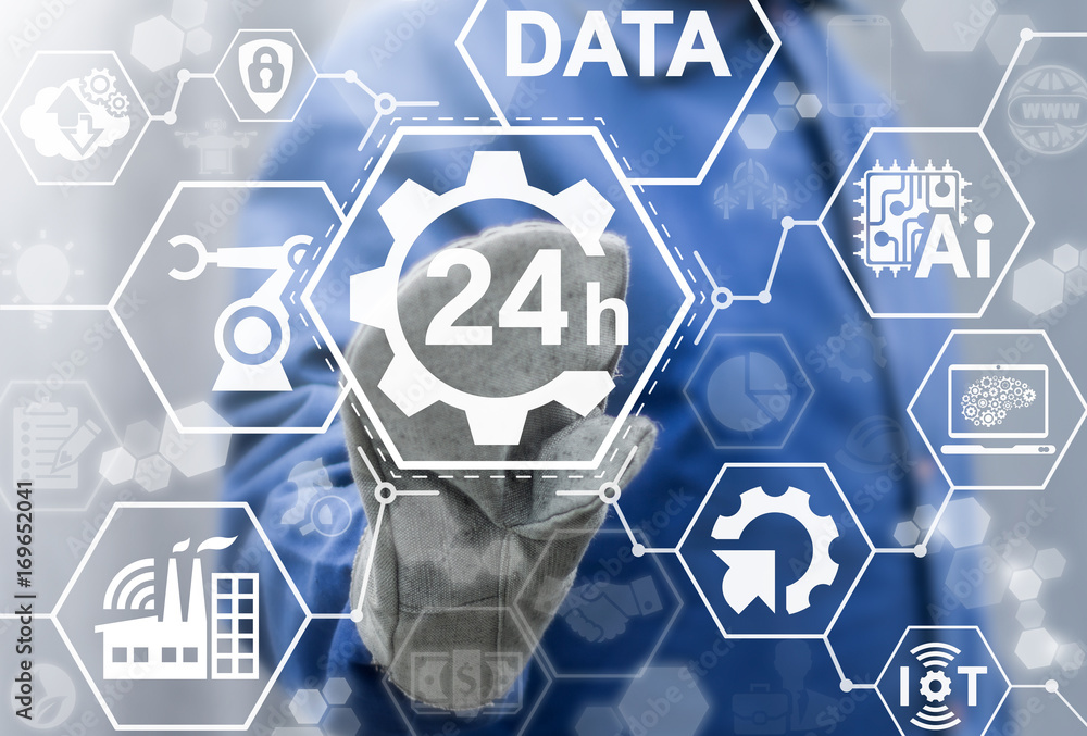 24 hours Industrial Service Manufacturing concept. Technologies of ...