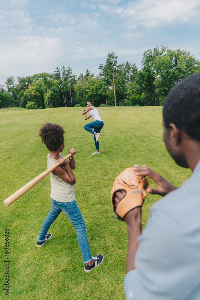Family Playing Baseball