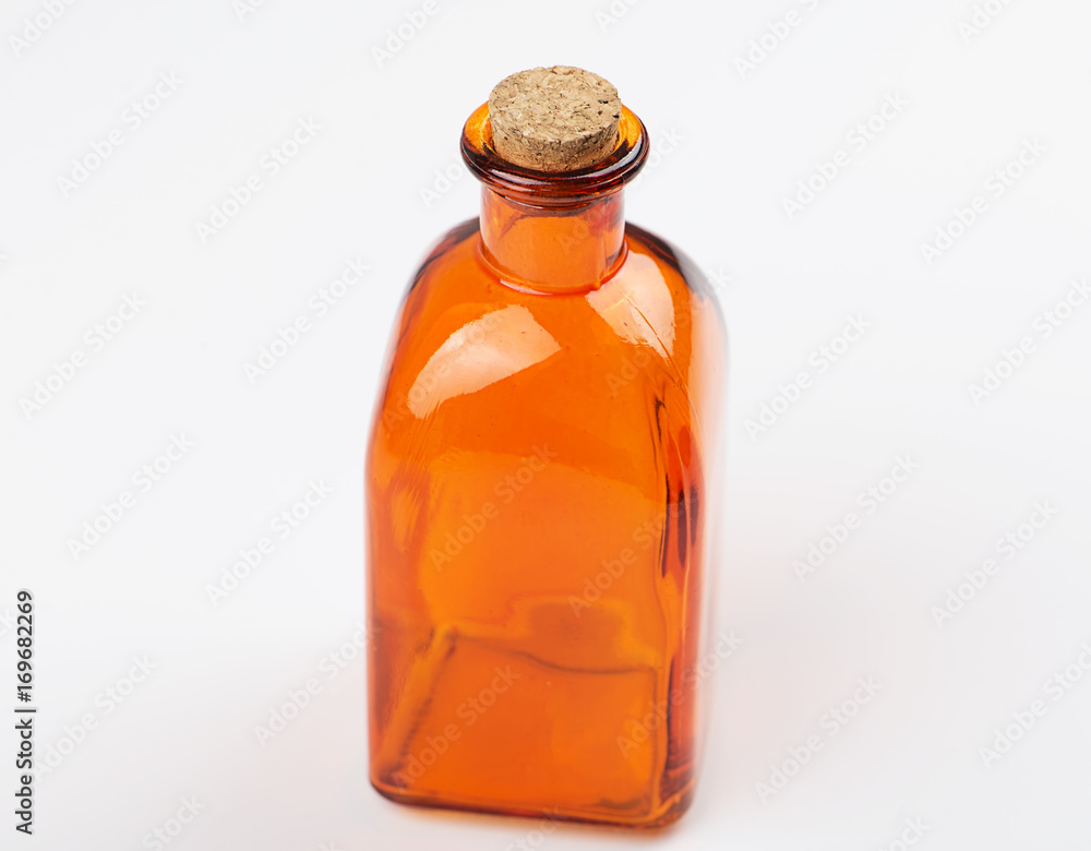 Glass jar of orange color on white background. Isolated. Container ...