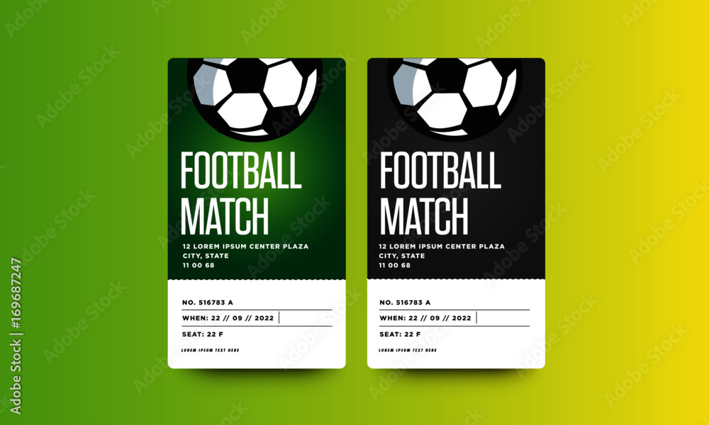 Football Match Event Ticket Card Design With Seat and Venue Details ...