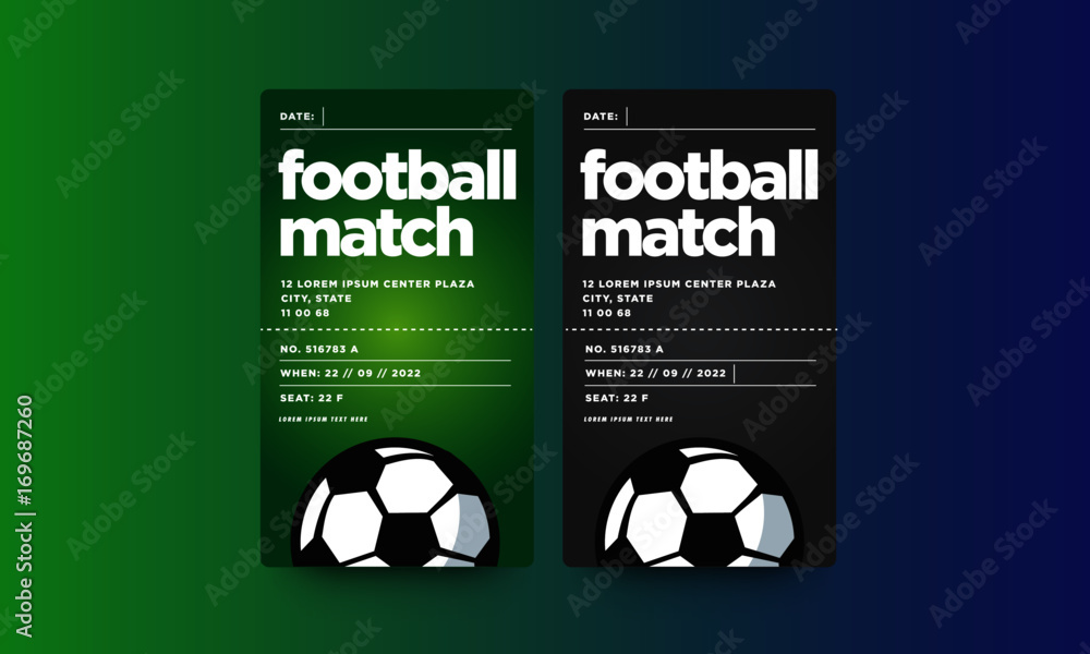 Football Match Event Ticket Card Design With Seat and Venue Details ...