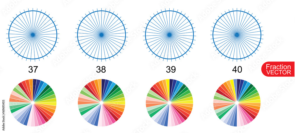 Fraction Pie clip art for education on white background vector ...