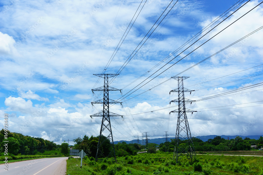 500 KV transmission line in maemoh lampang thailand. electricity ...