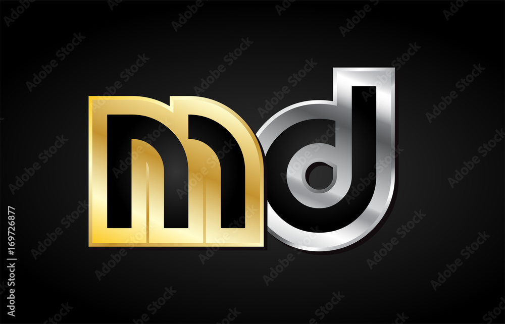 gold silver letter joint logo icon alphabet design Stock Vector | Adobe ...