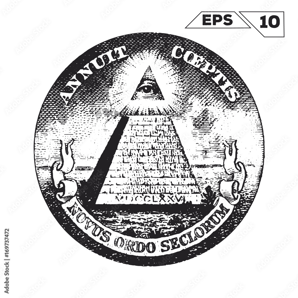 Eye of Providence on one USA dollar bill Stock Vector | Adobe Stock