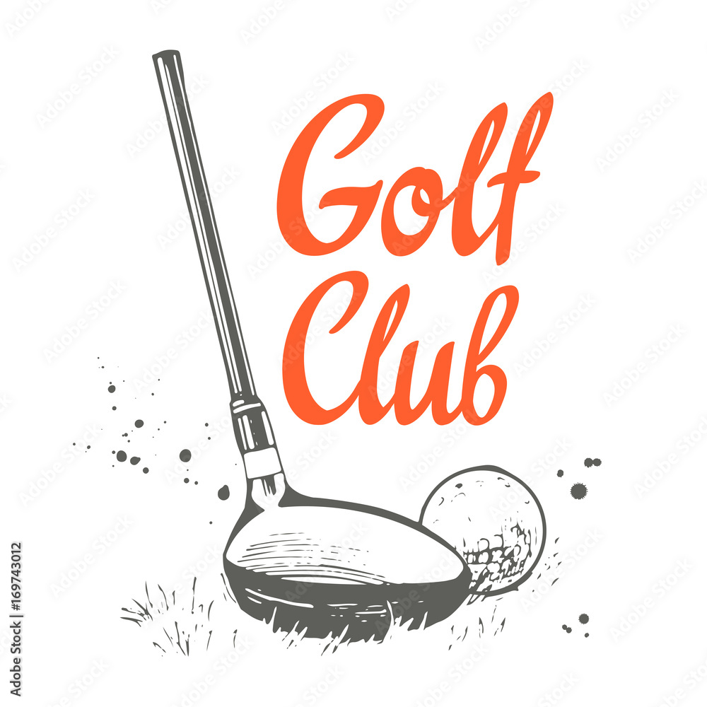 Golf. Vector set of hand-drawn sports equipment. Illustration in sketch ...