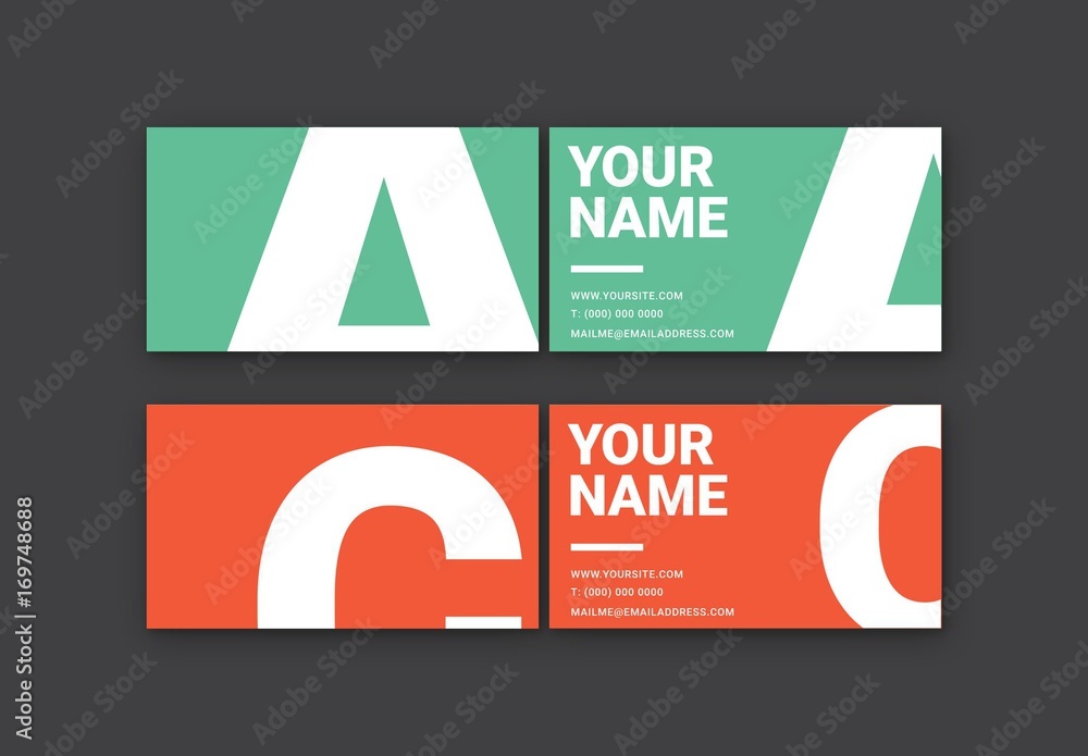 Bold Monogram Business Card Set Stock Template | Adobe Stock