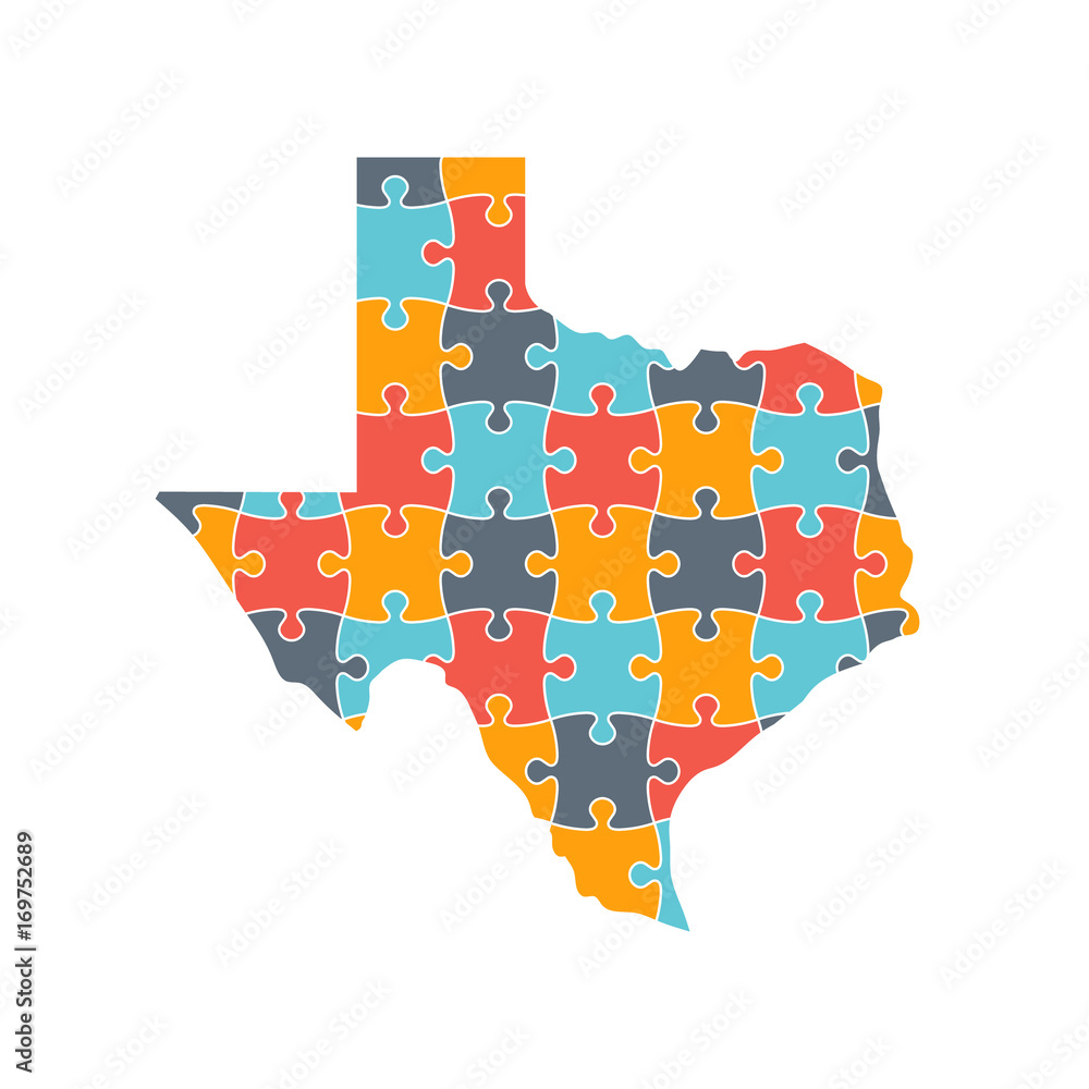 Texas Map Rebuild Puzzle Solution InfoGraphic Stock Vector | Adobe Stock