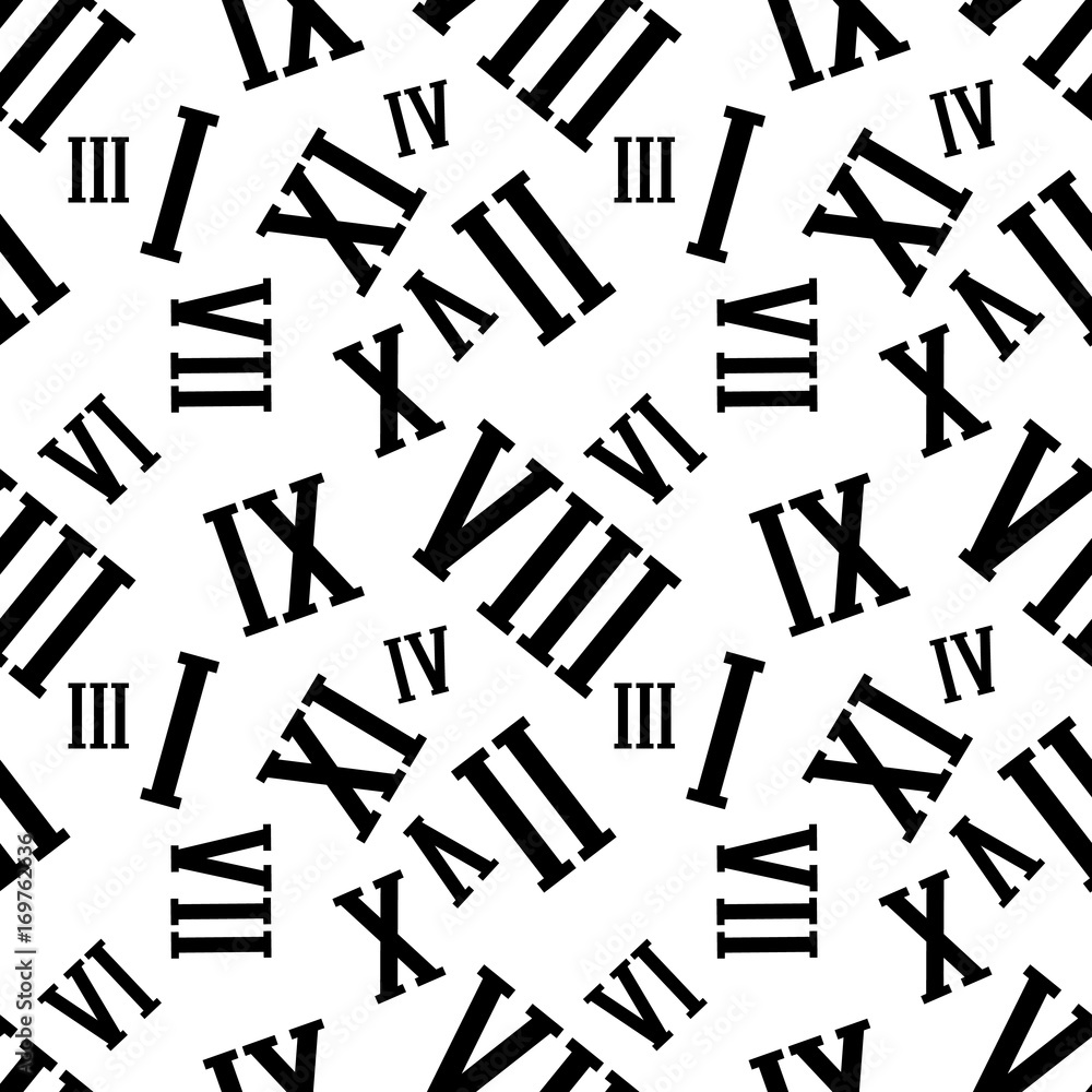 Seamless background pattern with Roman numerals on a white. Vector ...