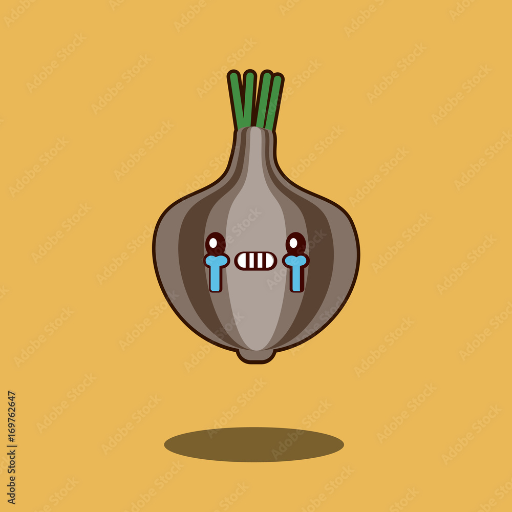 Cartoon sad crying onion Cute vegetable charactericon kawaii Flat ...