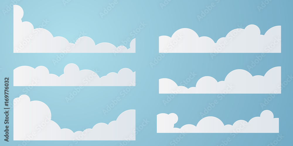 Big vector set of six white cloud gradation shapes Stock Vector | Adobe ...
