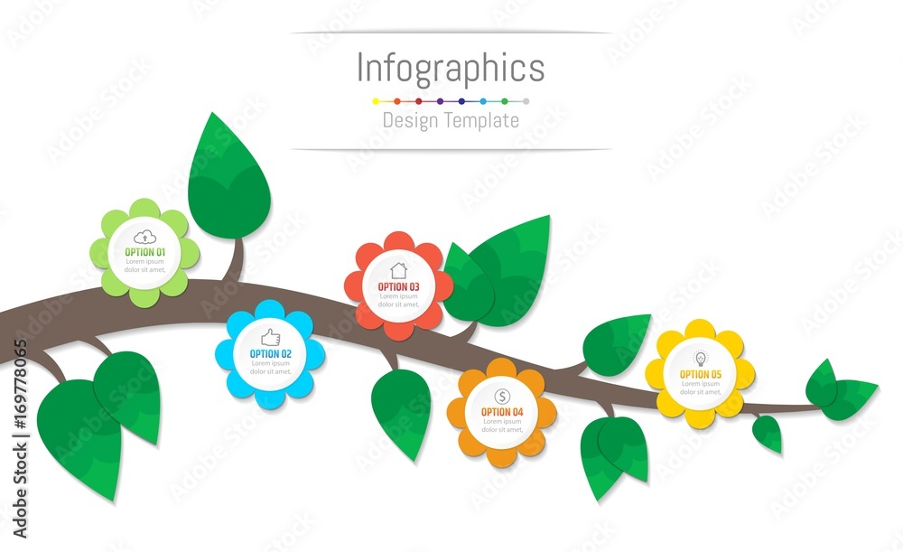 Infographic design elements for your business data with 5 options ...