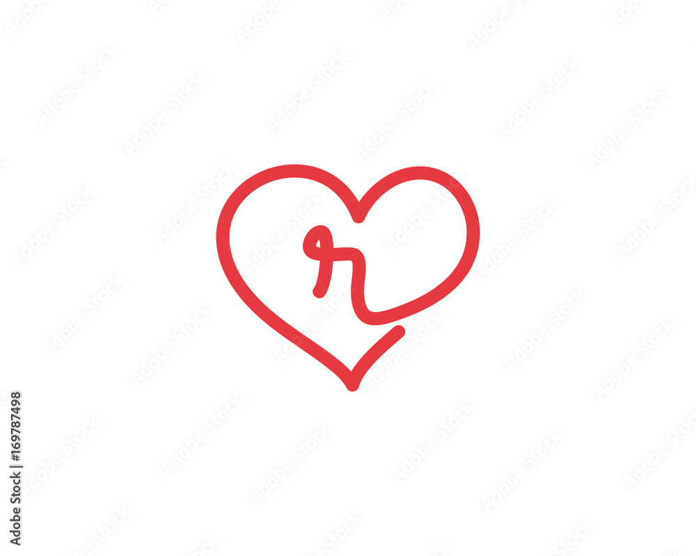 R Letter In Heart