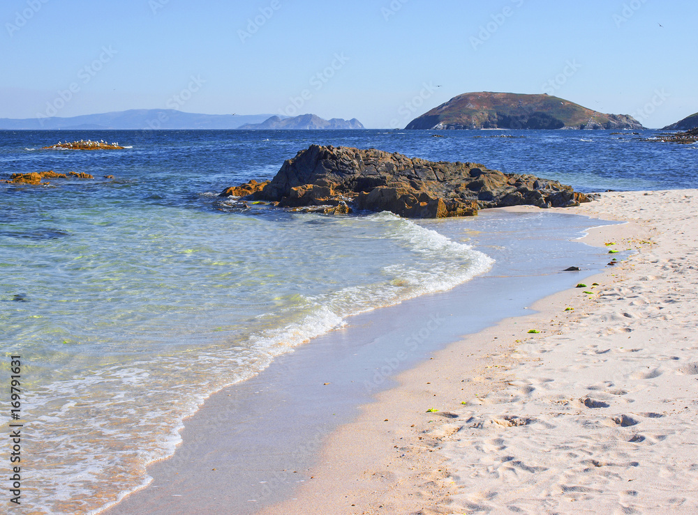Playa de la Isla de Ons / Island of Ons beach. A Coruña. Galicia Stock ...