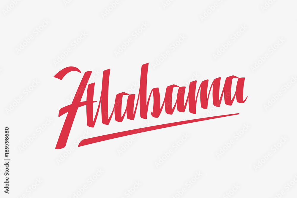 Alabama USA State Word Logo Hand Painted Brush Lettering Calligraphy ...