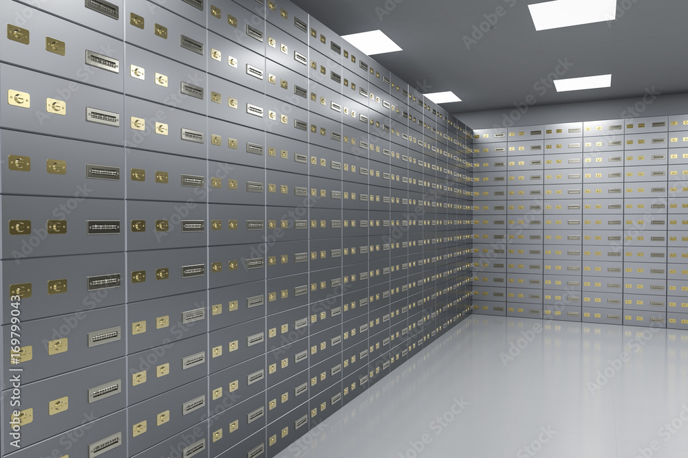 safe deposit boxes inside bank vault Stock Illustration | Adobe Stock