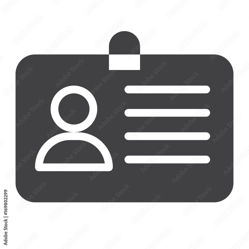 Id card icon vector, filled flat sign, solid pictogram isolated on ...