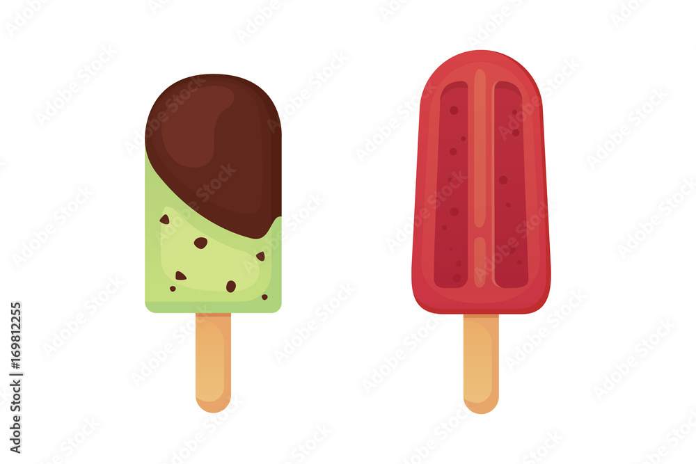 Collection of vector cartoon ice cream illustrations. Summer food ...
