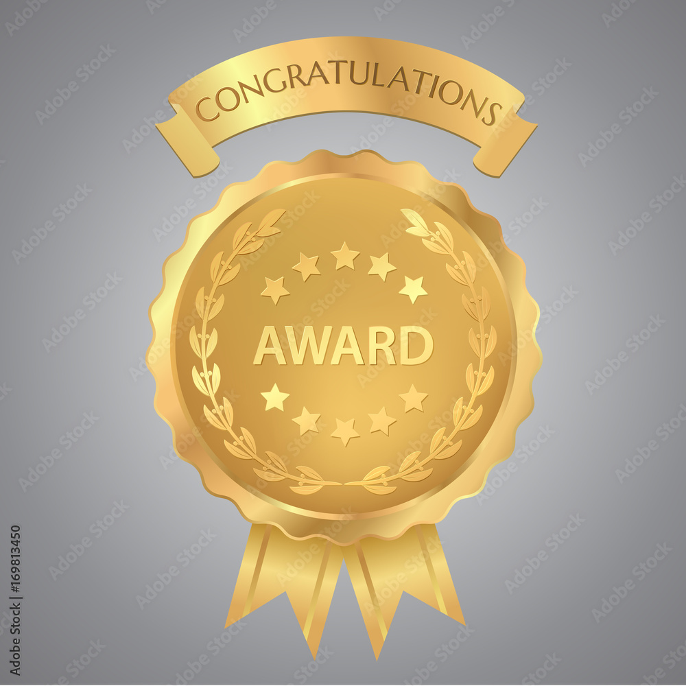 Award, Insignia, Badge for certificate, diploma, web page. Golden medal ...